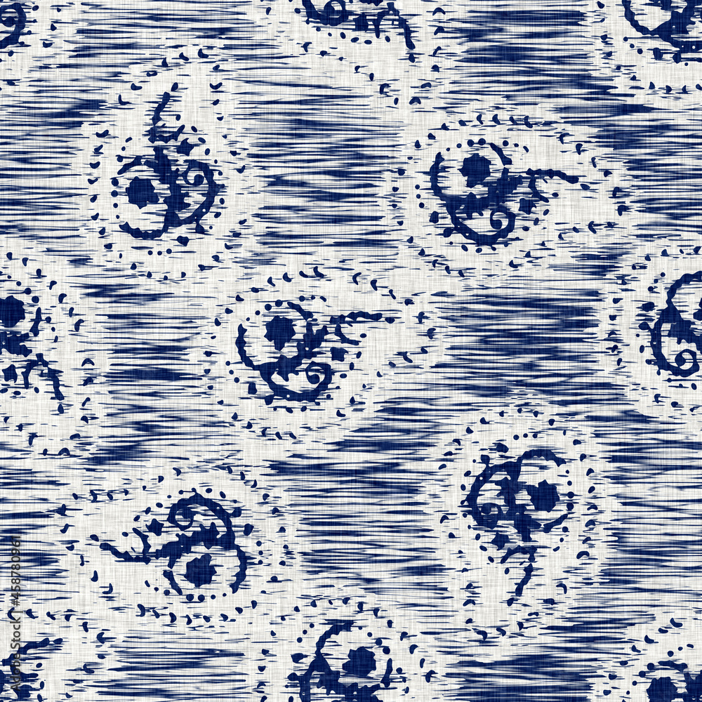 Indigo dyed fabric flower pattern texture. Seamless textile fashion ...