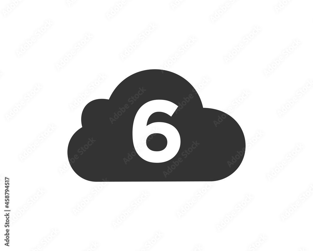 Initial Cloud Logo Design On 6 Letter. Letter 6 Cloud Logo Vector ...