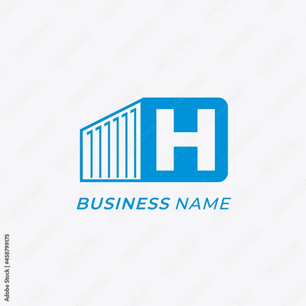 design logo creative letter H and container ship Stock Vector | Adobe Stock