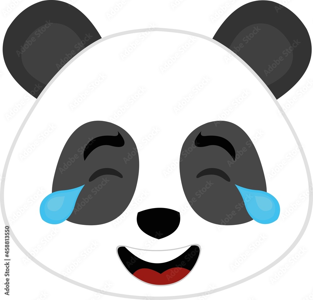 Vector emoticon illustration of the face of a cartoon panda bear with ...