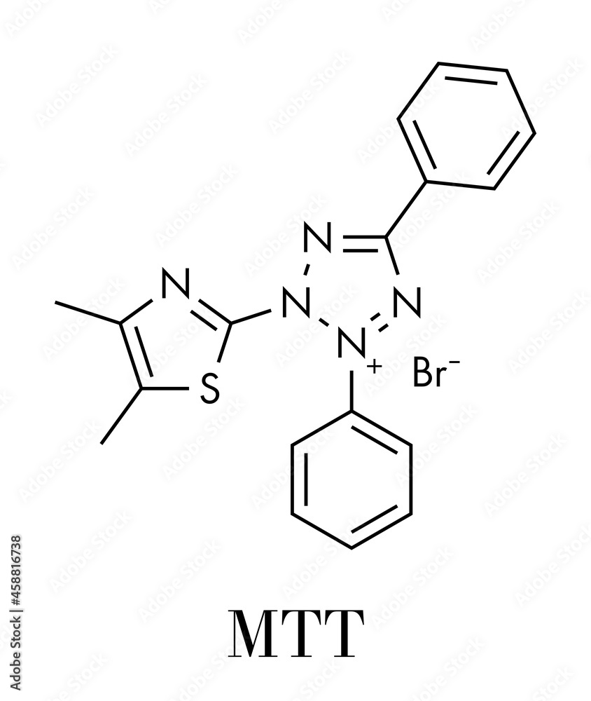 MTT yellow tetrazole dye molecule. Used in MTT assay, used to measure ...
