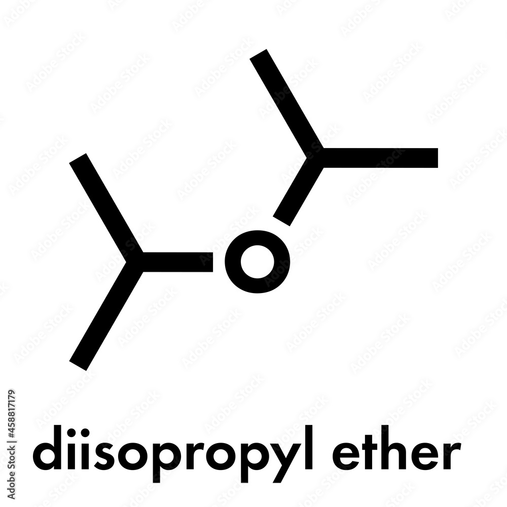Vecteur Stock Diisopropyl ether chemical solvent molecule. Skeletal ...