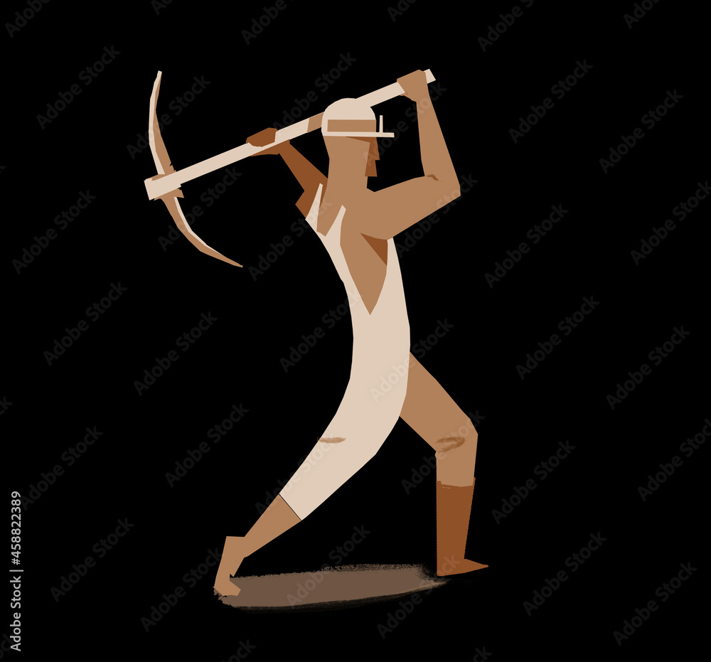 Graphic illustration of a miner swinging a pick axe Stock Illustration ...