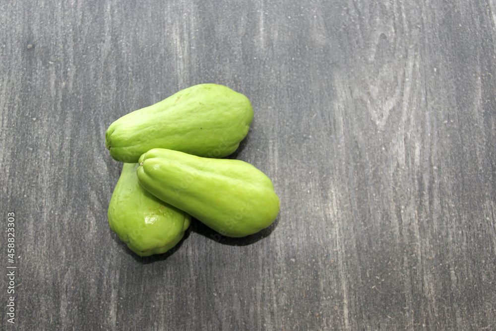 Vegetable chayote green squash fresh, natural raw, ready to cut and ...