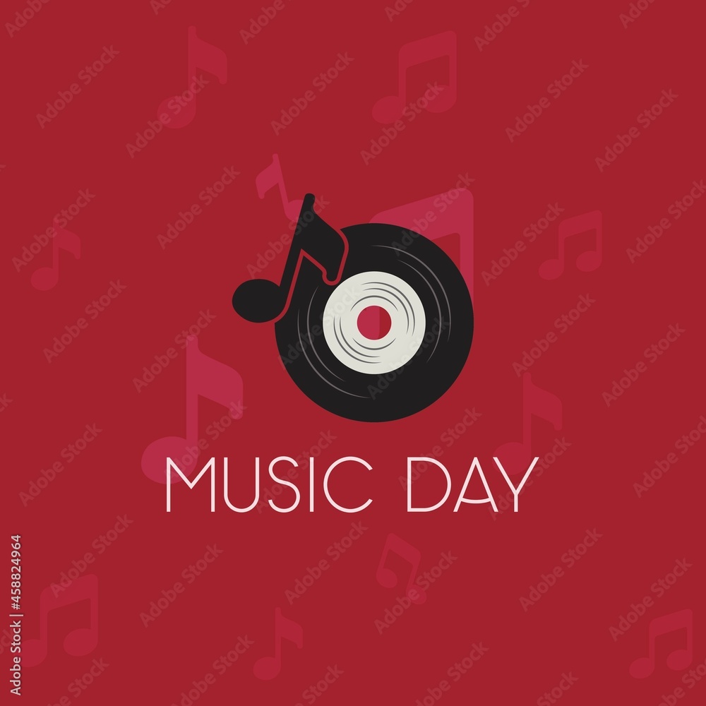 World Music Day with Red Base Color, International Music Day, music day ...