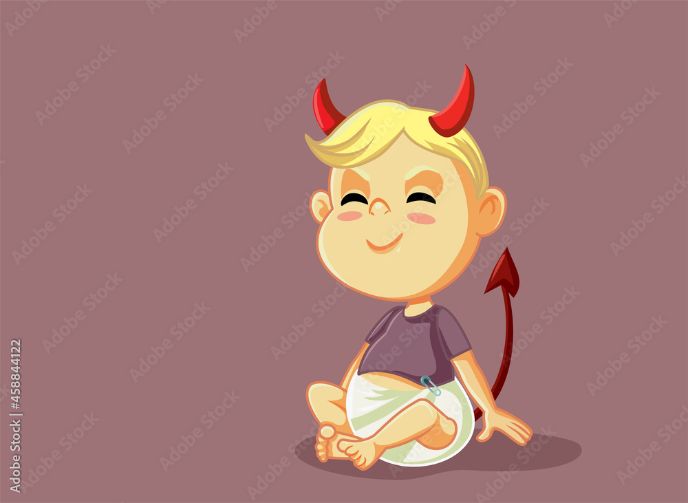 Poster Evil Devilish Baby Vector Cartoon Illustration – Wall Art ...