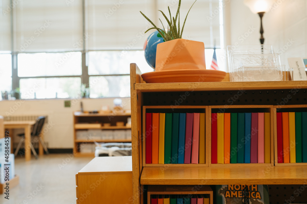 Montessori Education Classroom with Learning Materials Stock Photo ...