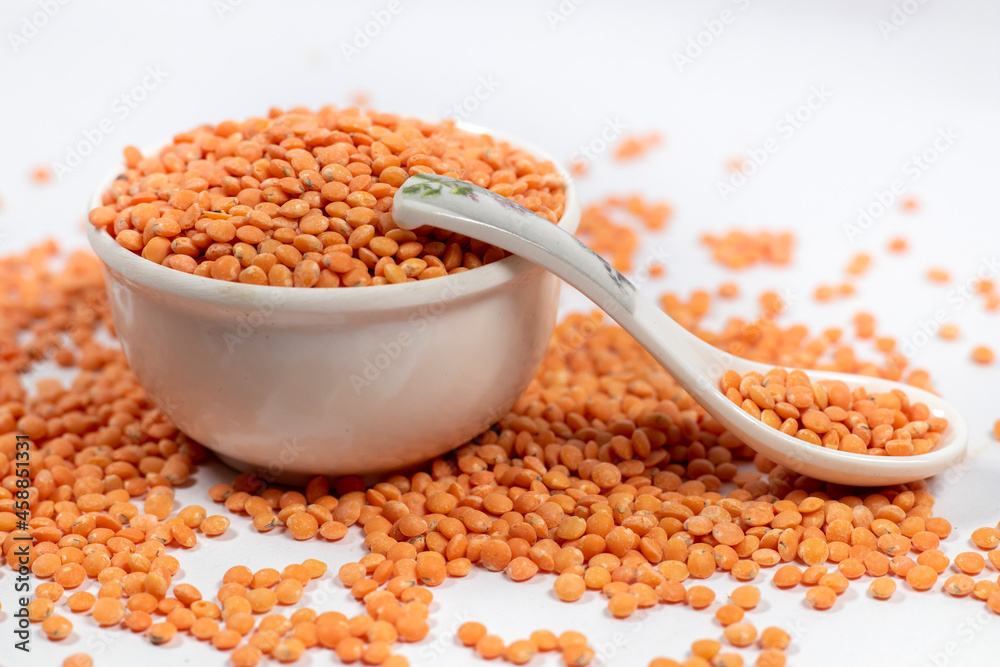 Masoor dal with white background Stock Photo | Adobe Stock
