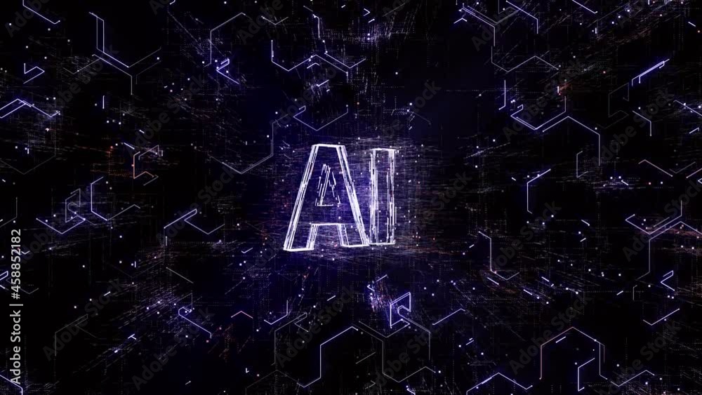 4k AI word Artificial Intelligence Brain circuit tag cloud;binary computer code.The Matrix ...