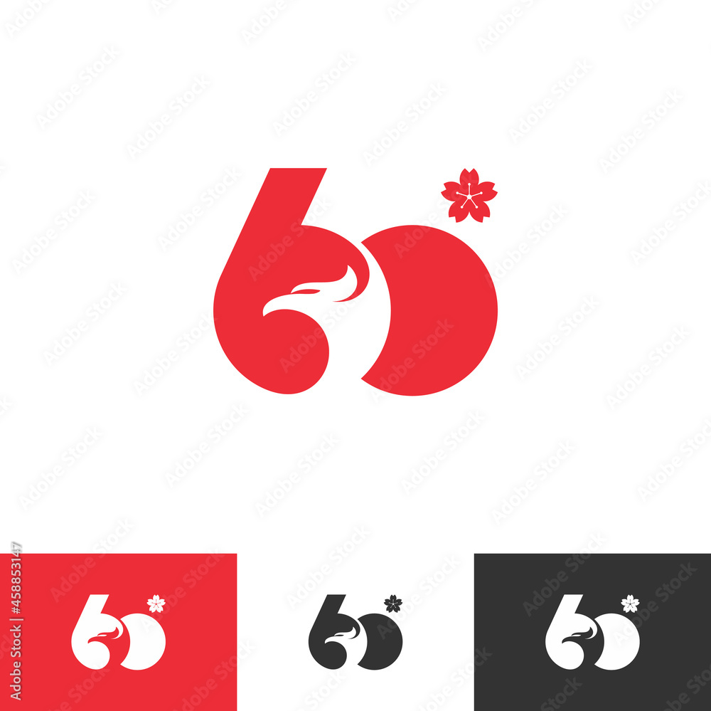 number numeral 60 years Indonesia Japan Logo Garuda Sakura vector ...
