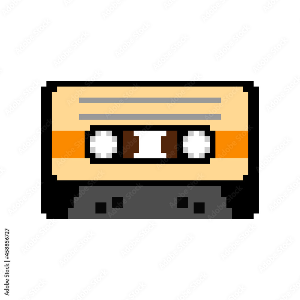 Retro cassette pixel art for tape recorder. Boombox cassette 8 bit ...