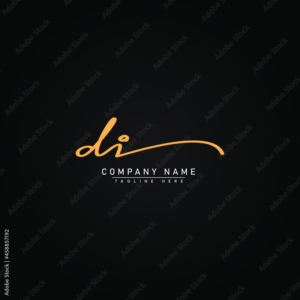 Initial Letter DI Logo - Handwritten Signature Logo Stock Vector ...