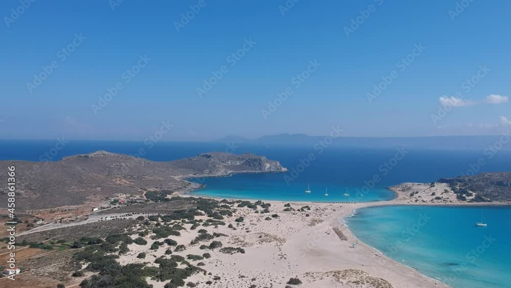 Aerial view of Simos beach in Elafonisos island in Greece. Elafonisos ...