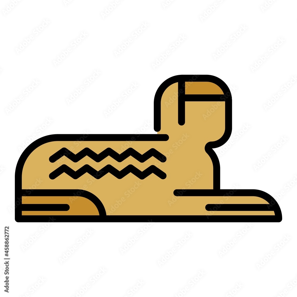 Egyptian sphinx side view icon. Outline egyptian sphinx side view ...