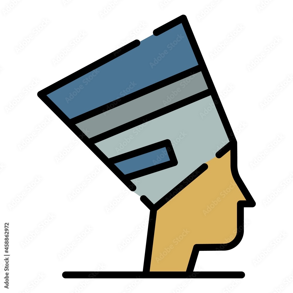 Cleopatra icon. Outline cleopatra vector icon color flat isolated Stock ...