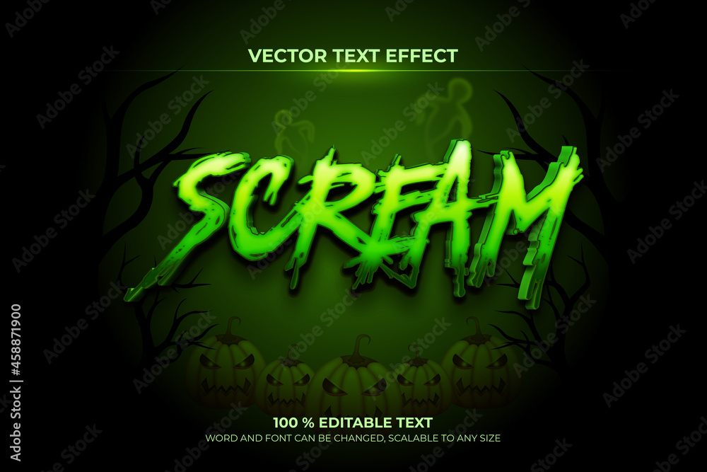 Scream editable 3d text effect with dark green jungle backround style ...