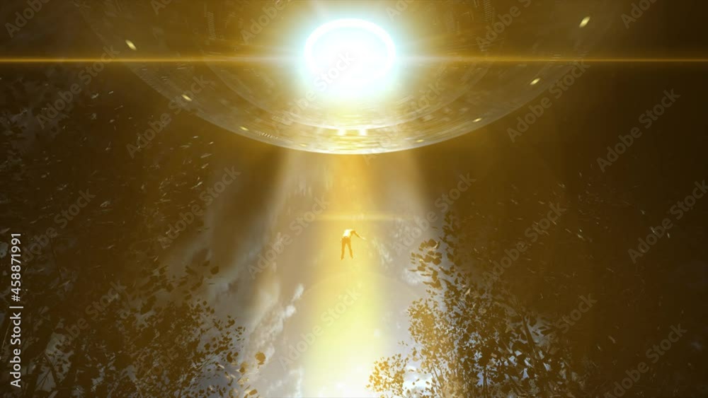 High quality, realistic CGI animation of an alien abduction, with ...
