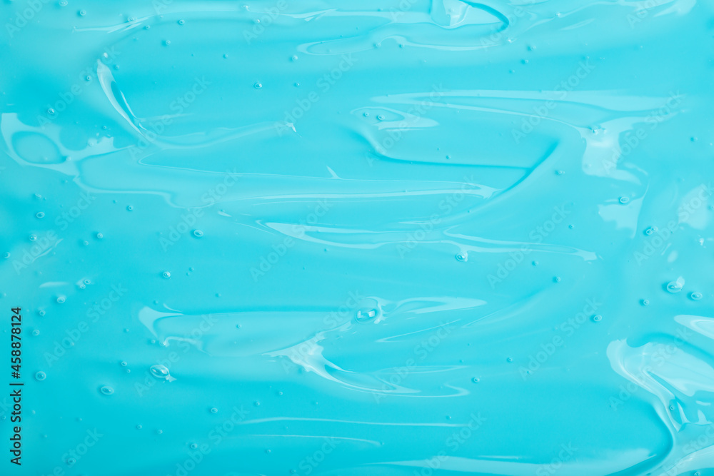 Cosmetic gel background. Blue transparent gel with texture and bubbles ...