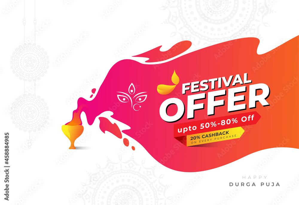 Festival Offer Background Design Template Illustration, Durga Puja ...