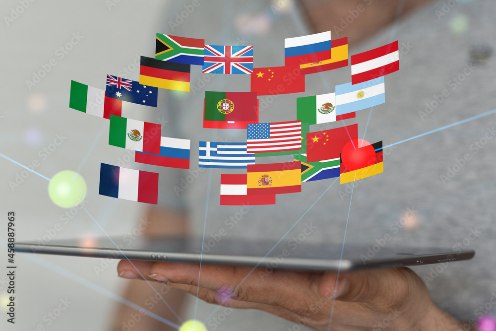 World map with all states and their flags,3d render. Stock Photo ...