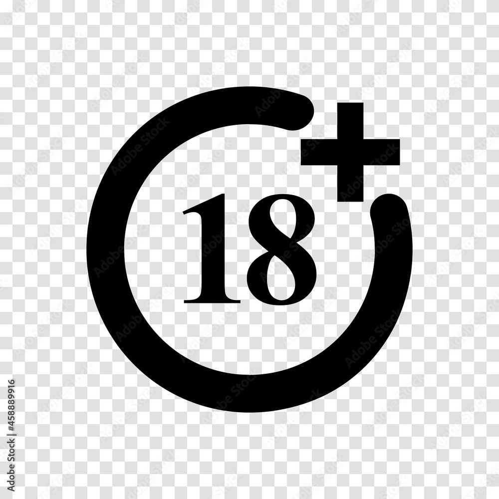 Adults only symbol. Vector illustration of black and white circle sign ...