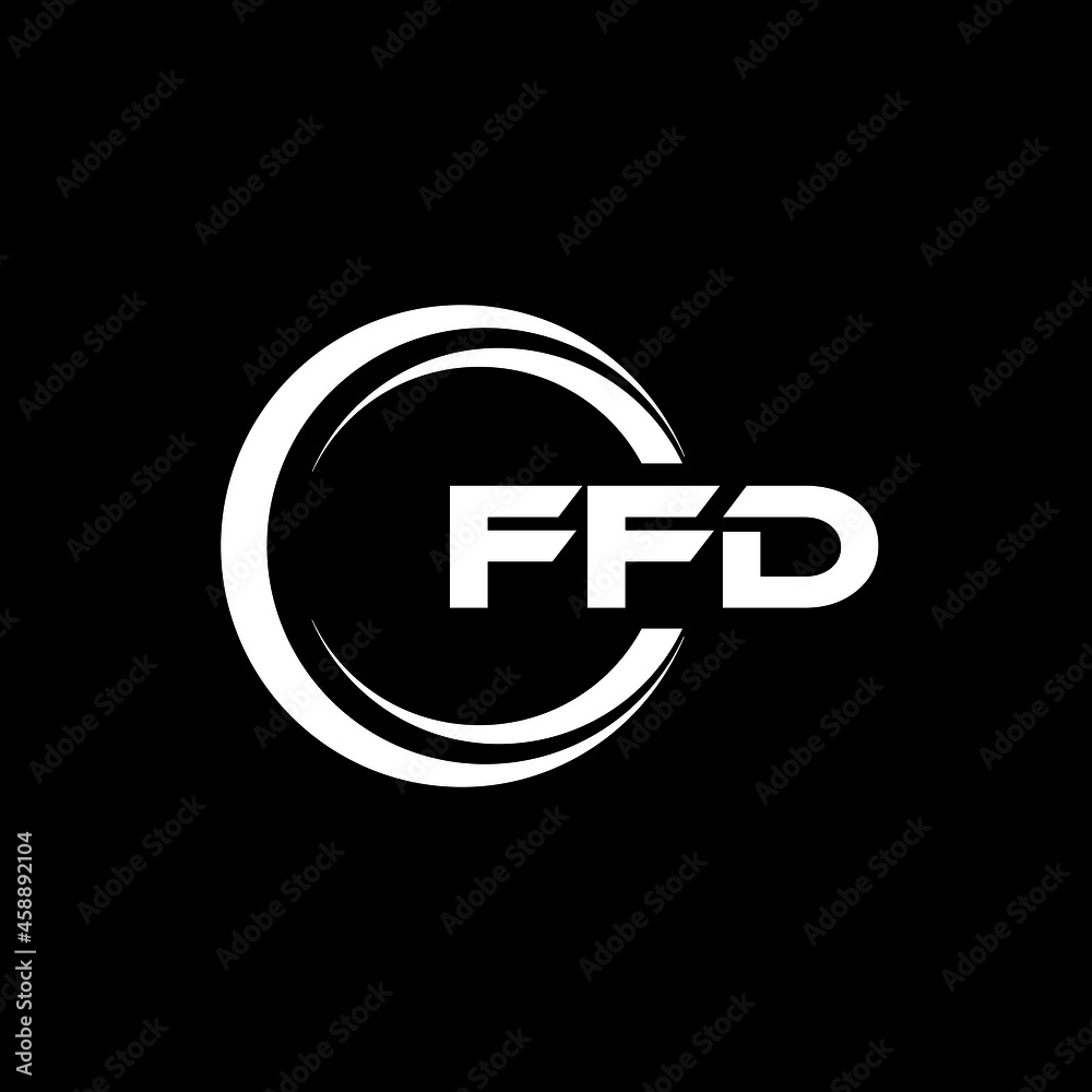 FFD letter logo design with black background in illustrator, vector ...
