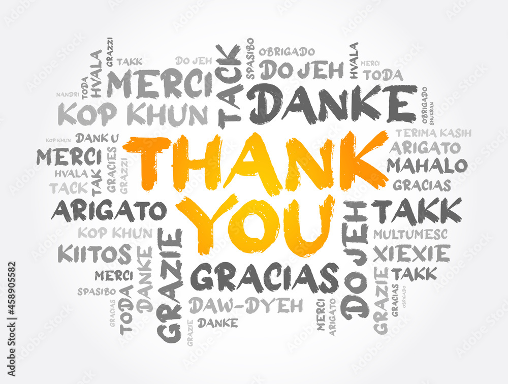 Thank You word cloud in different languages, concept background Stock ...