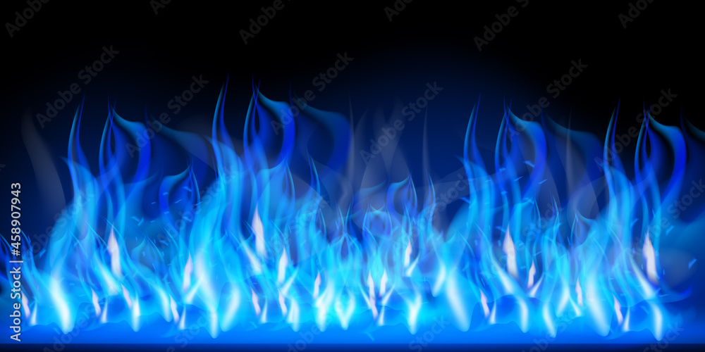 Effect burning red hot sparks realistic fire blue flames Stock Vector ...