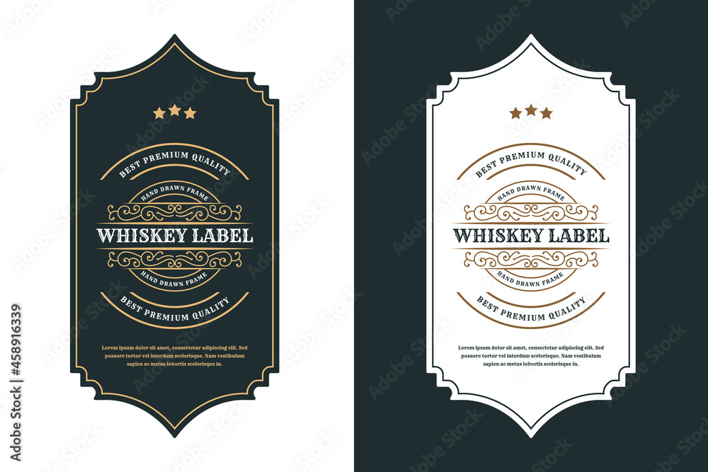 Whiskey Bourbon Vintage luxury antique logo border frame western ...