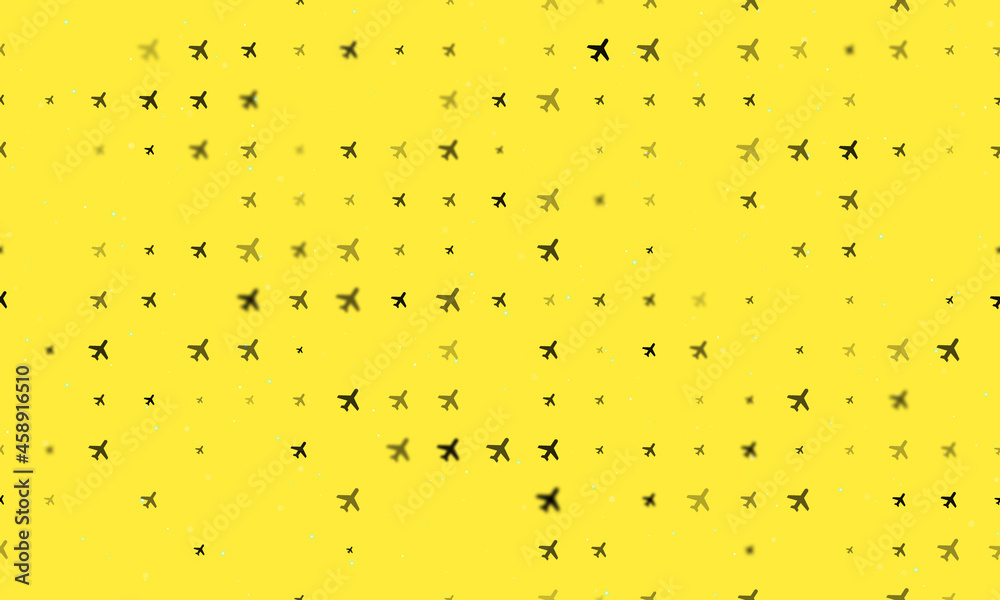 Seamless background pattern of evenly spaced black plane symbols of ...