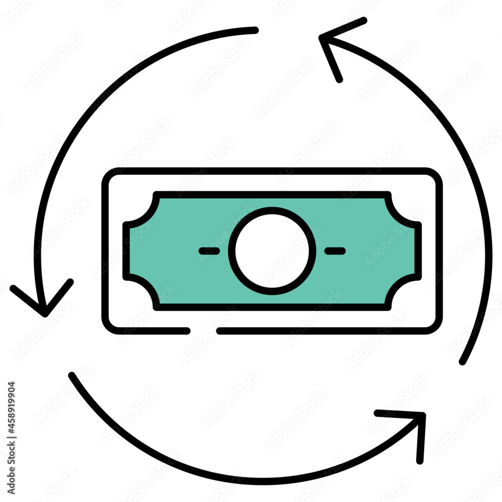 Banknote with rotating arrows showing concept of money rotation Stock ...