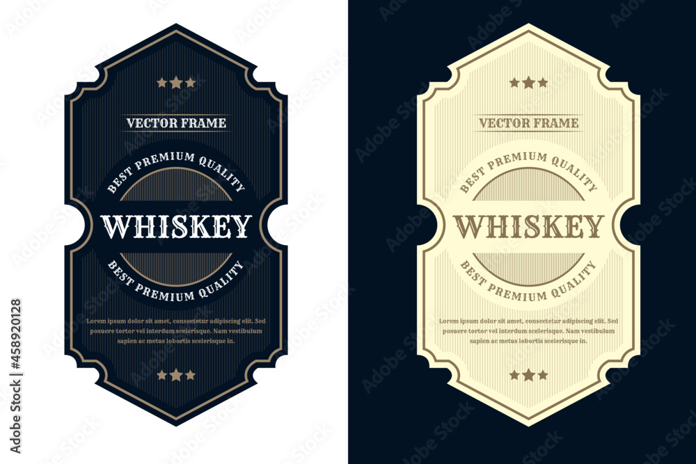 Whiskey Bourbon Vintage luxury antique logo border frame western ...
