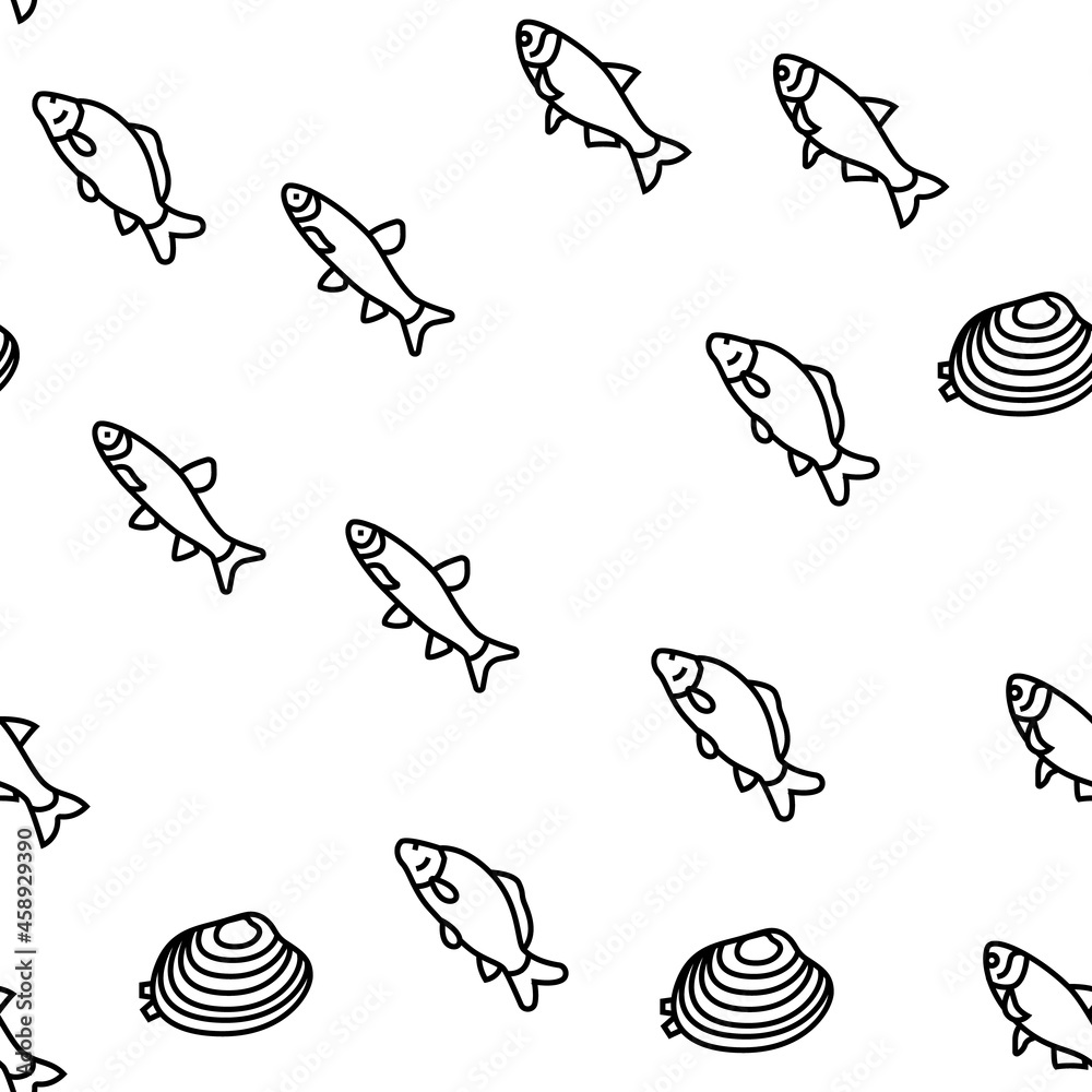 Commercial Fishing Aquaculture Vector Seamless Pattern Thin Line ...