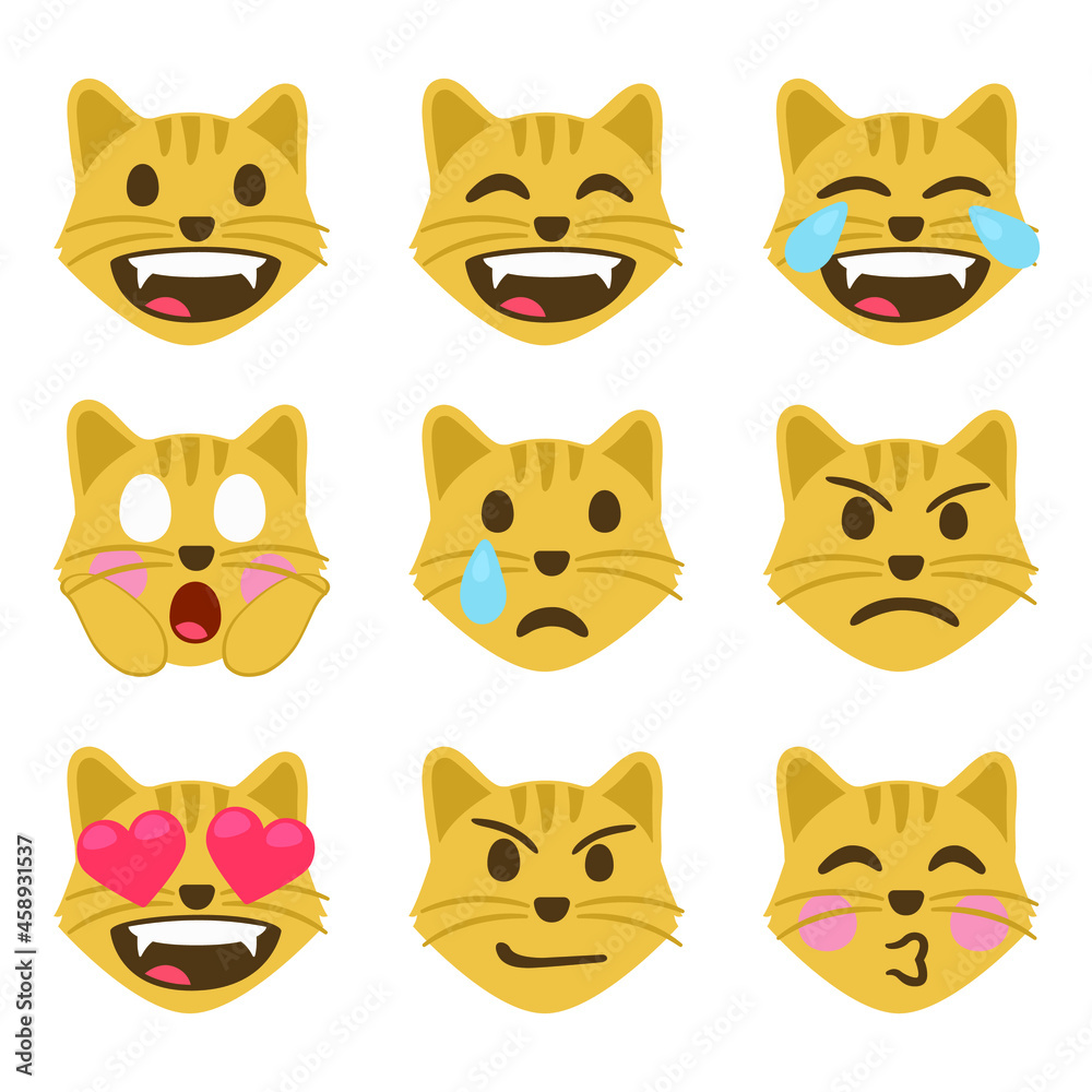 Cat Emoji Icon Illustration. Domestic Animal Vector Symbol Emoticon ...