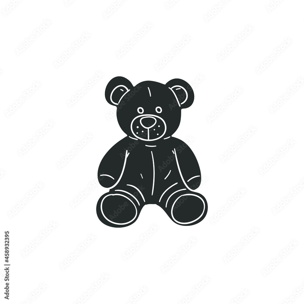 Teddy Bear Icon Silhouette Illustration. Children Toy Vector Graphic ...