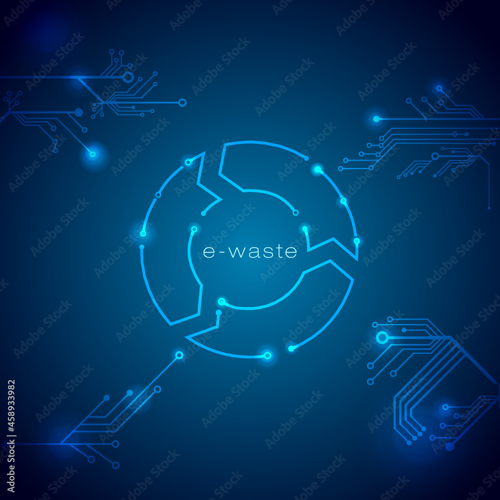 e-waste, recycling icon made from a circuit board illustration Stock ...