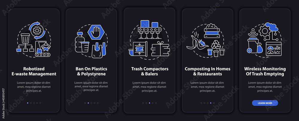 Waste recycling trends onboarding mobile app page screen. Trash ...