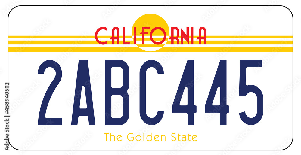 vehicle licence plates marking in California in United States of ...