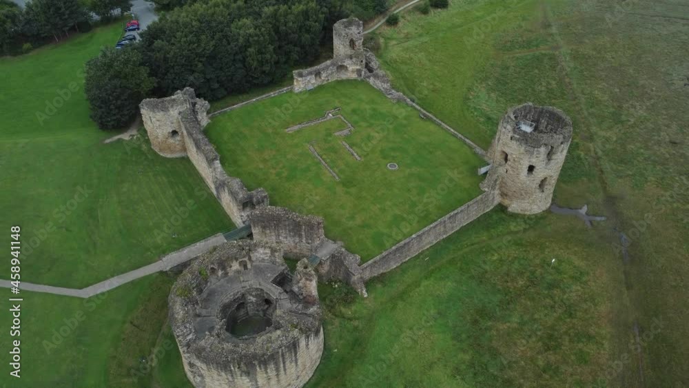 Flint castle Welsh medieval coastal military fortress ruin aerial view ...