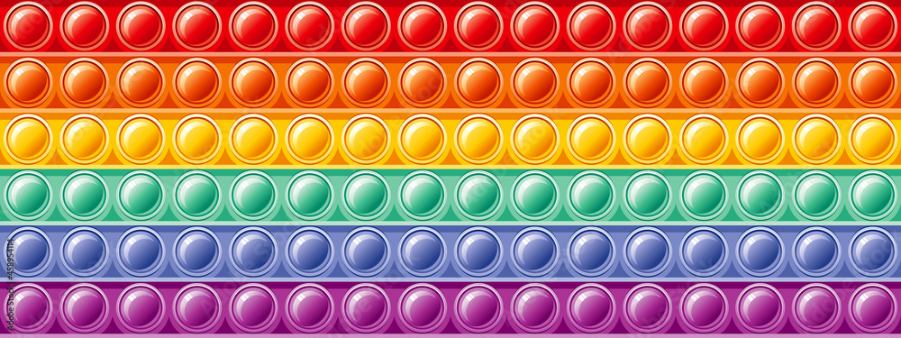 Fidget toy pattern. Popit sensory vector toy. Seamless rainbow popular ...