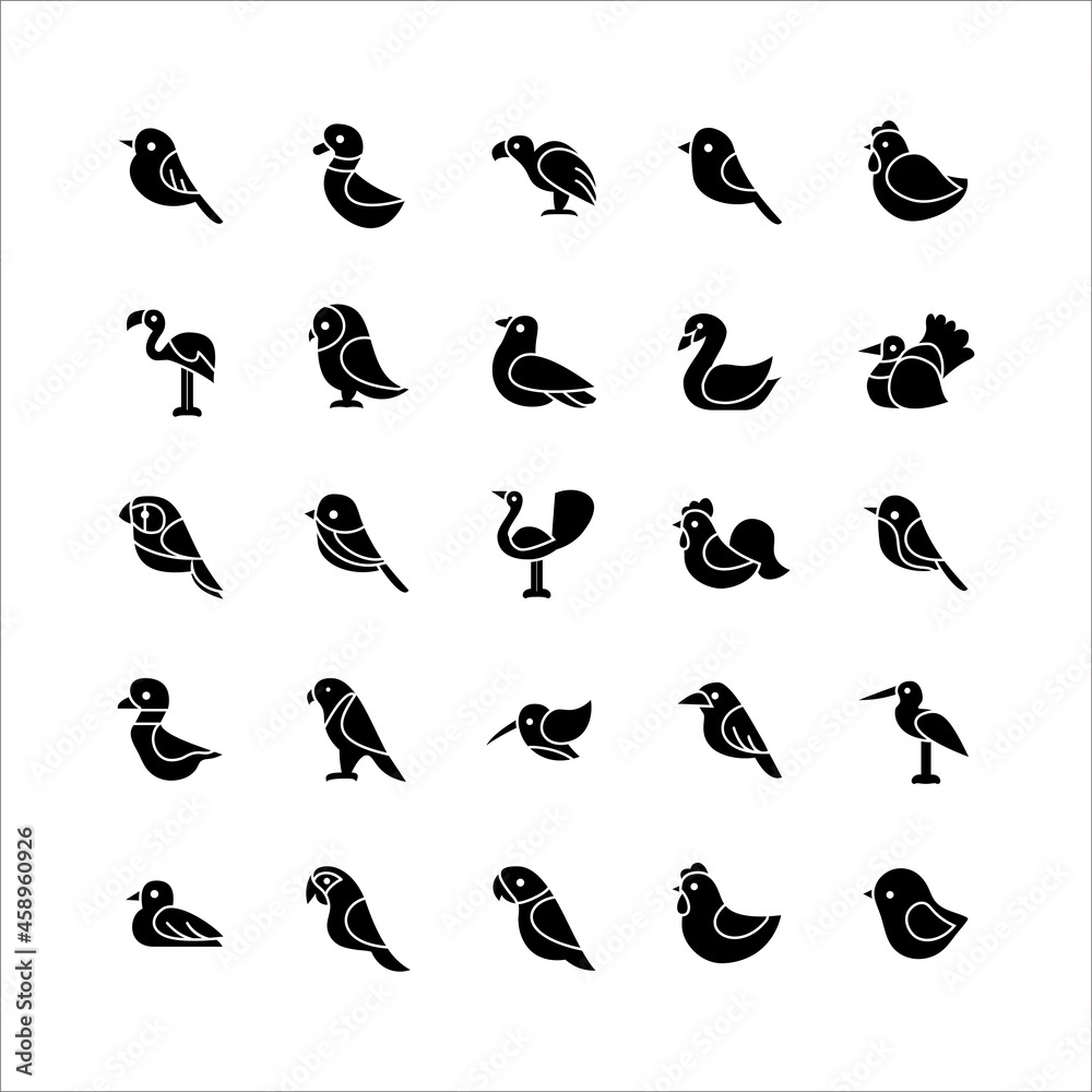 Bird icon set vector solid for website, mobile app, presentation ...