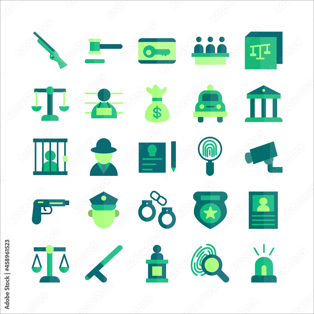 Law icon set vector flat for website, mobile app, presentation, social ...