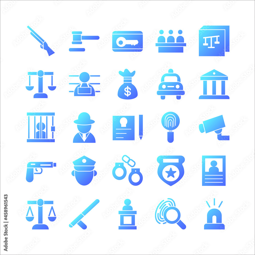 Law icon set vector gradient for website, mobile app, presentation ...
