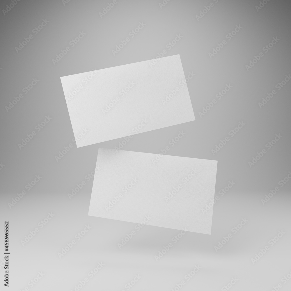 Falling realistic business cards template, 3D rendering, business cards ...