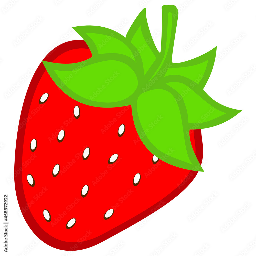 whole strawberry fruit vector in flat style. Bright strawberries on a ...