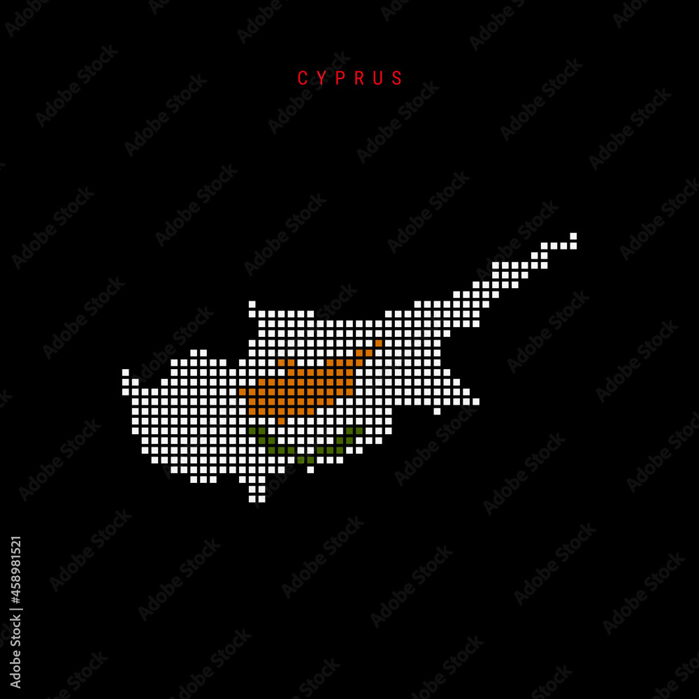 Square dots pattern map of Cyprus. Dotted pixel map with flag colors ...
