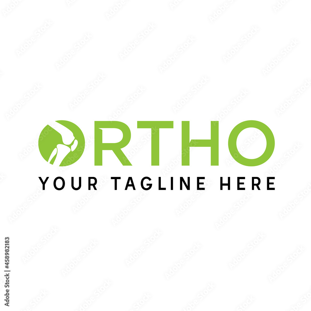 Simple and unique Letter or writing ORTHO font with knee bone in word O ...