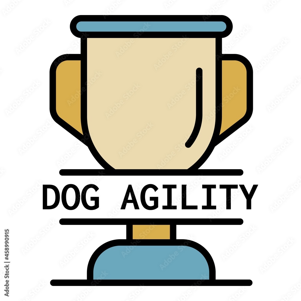 Dog agility cup logo. Outline dog agility cup vector logo color flat ...