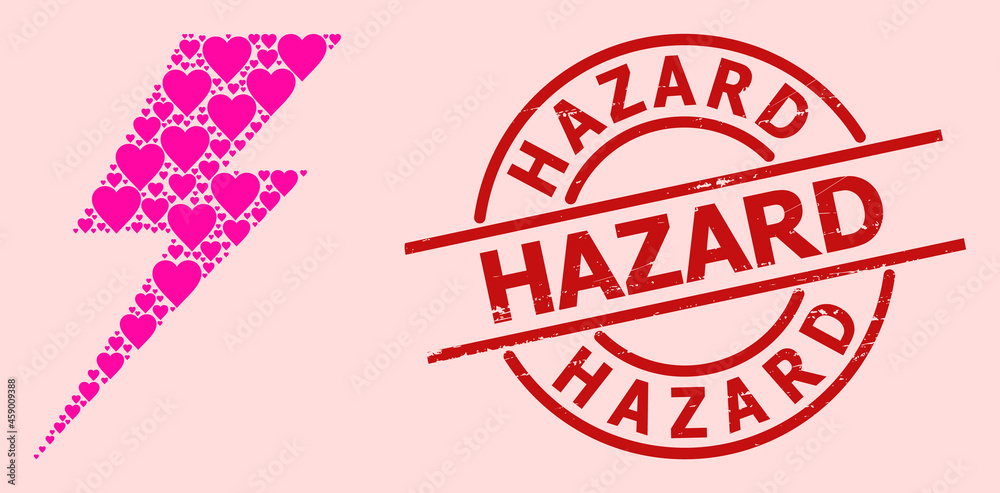 Grunge Hazard seal, and pink love heart collage for electric strike ...