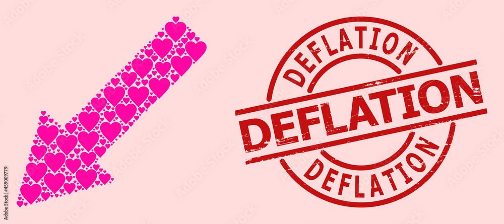Distress Deflation seal, and pink love heart pattern for left down ...